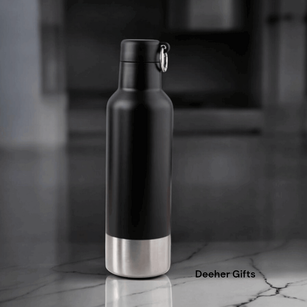 Insulated Vacuum Flask Bottle with Lock Mouth Cap | Black | For Engrav ...